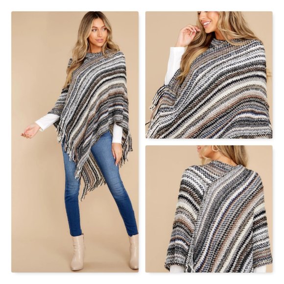 Story | Sweaters | Black Multi Poncho | Poshmark